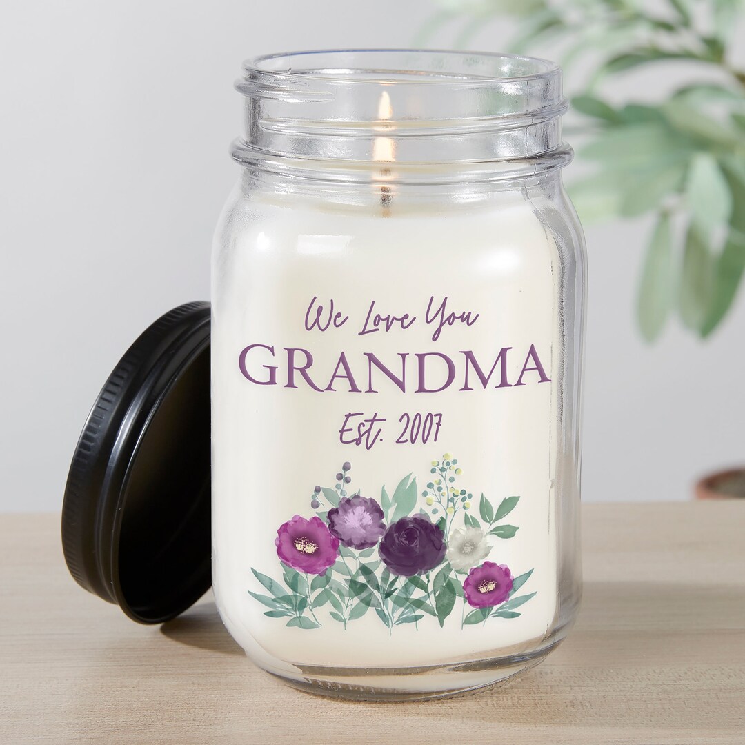 Grandma Floral Love Personalized Farmhouse Candle Jar, Gifts for Her ...