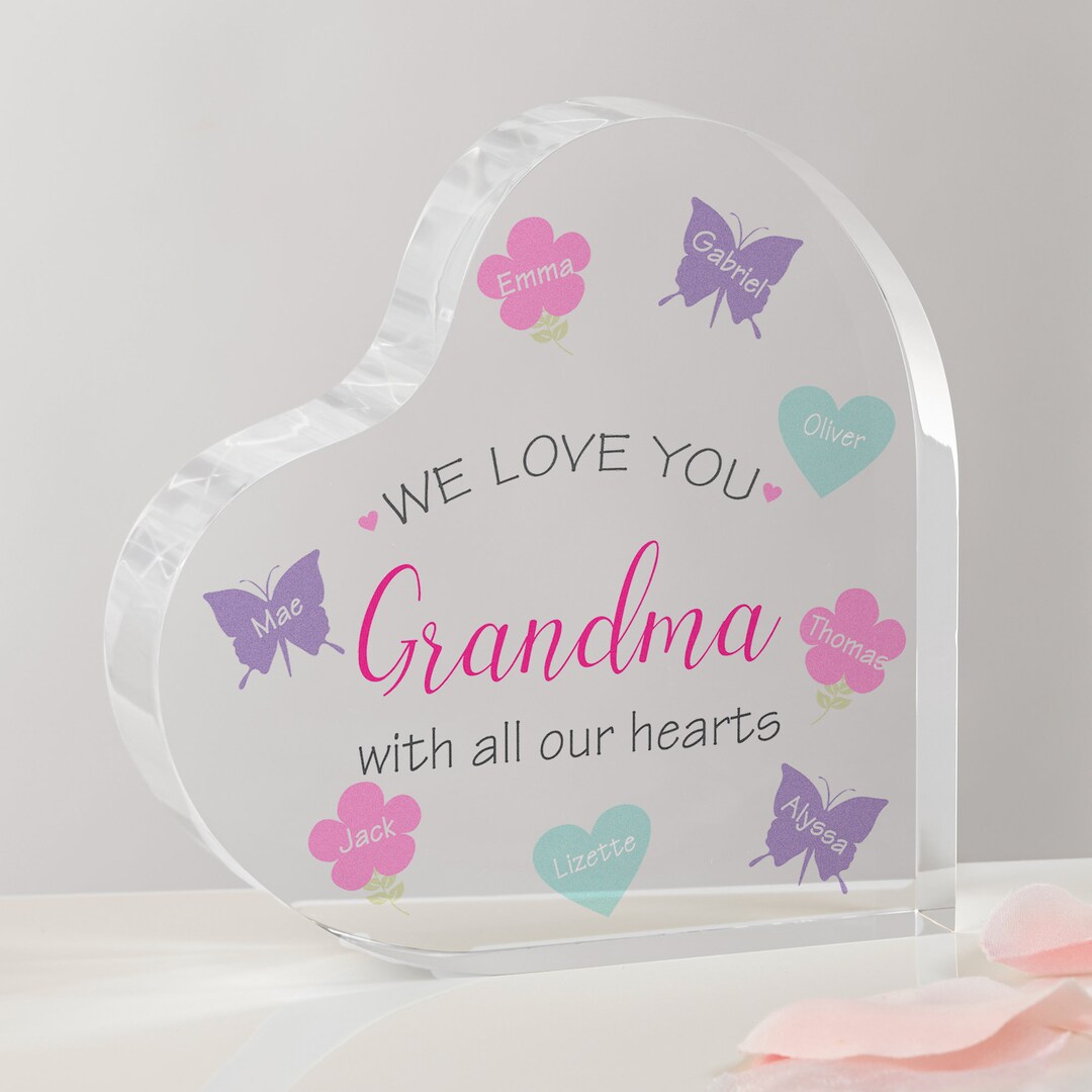 All Our Hearts Personalized Colored Heart Keepsake - Grandma Gift With ...