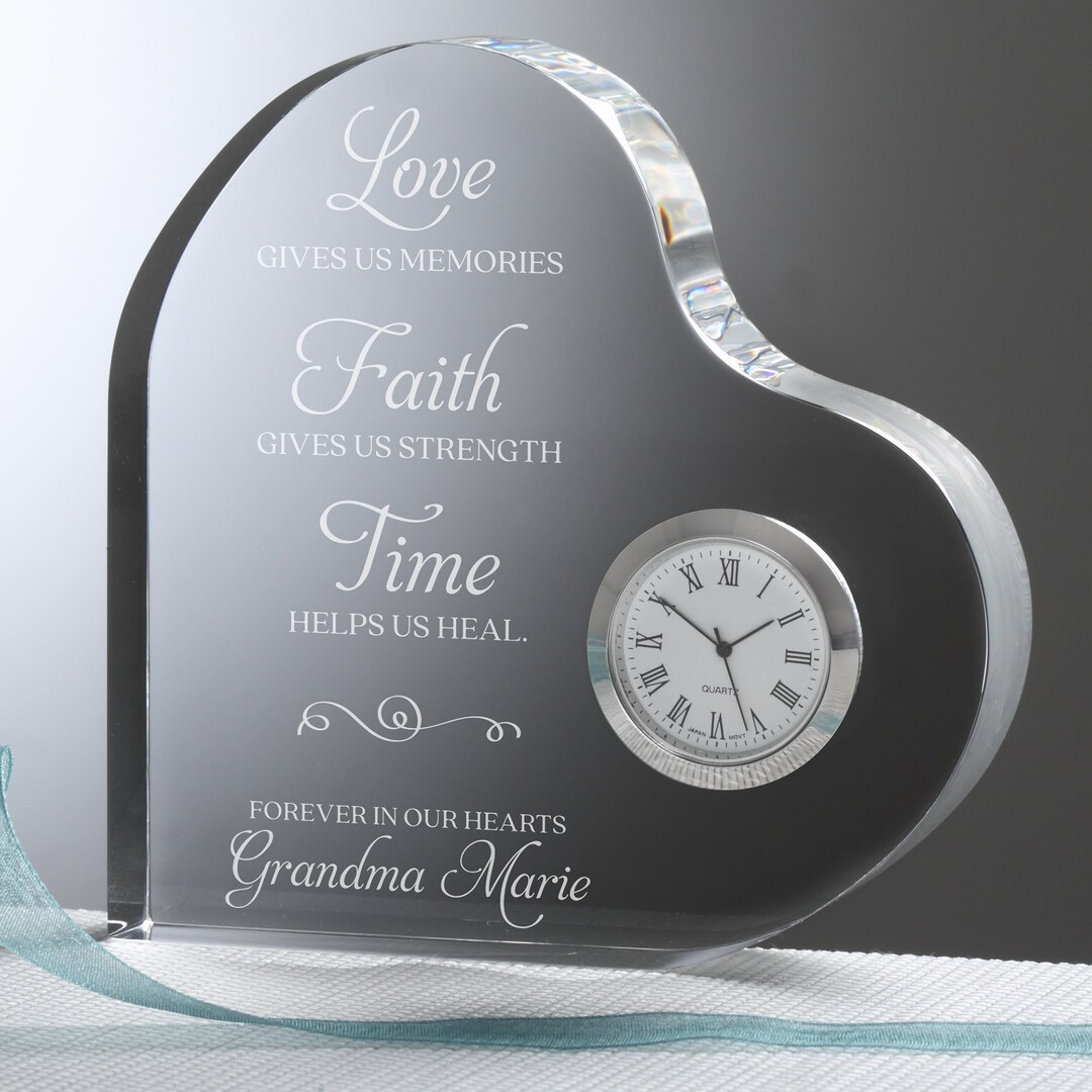 In Memory Engraved Heart Clock, Memorial Gift, Sympathy Gift, Clock ...