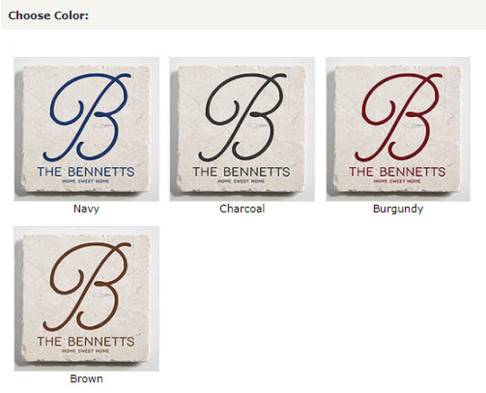 Monogram Personalized Tumbled Stone Coaster Set, Gifts for Couple ...