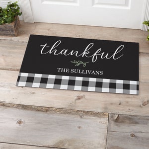 Black & White Buffalo Check Personalized Doormats, Custom Fall Doormat ...