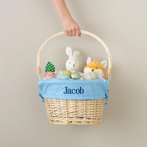 Personalized Light Blue Easter Basket With Liner, Easter Baskets ...