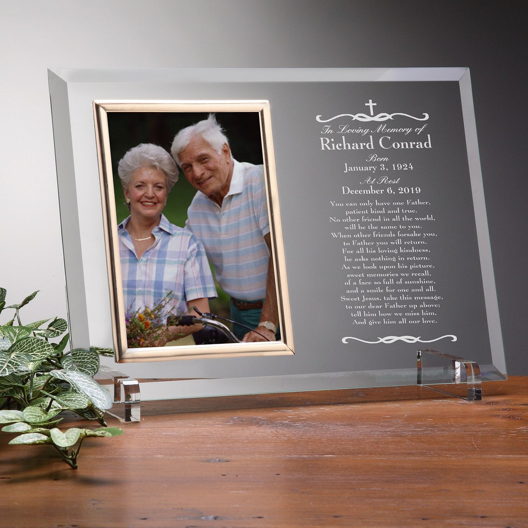 Memorial Sentiment Engraved Glass Frame, Custom Memorial Gifts ...