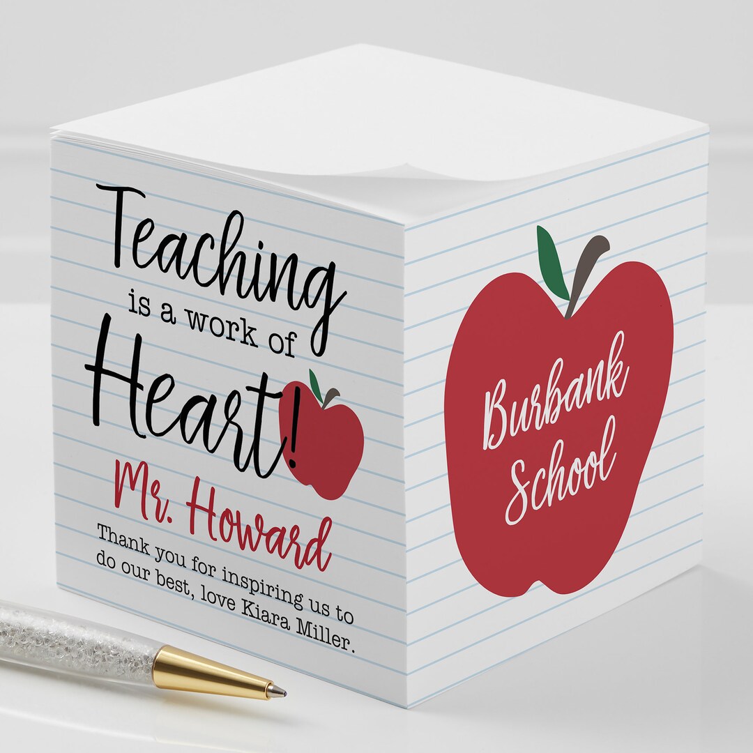 Personalized Teacher's Note Cube, Custom Teacher Sticky Notes, Teacher ...