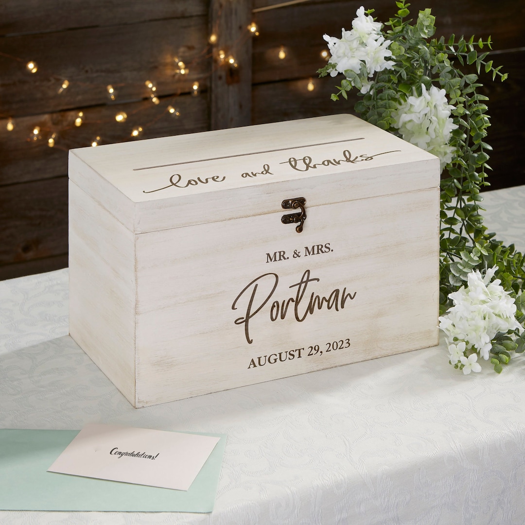 Classic Elegance Personalized Wedding Wood Card Box, Wedding Advice Box ...