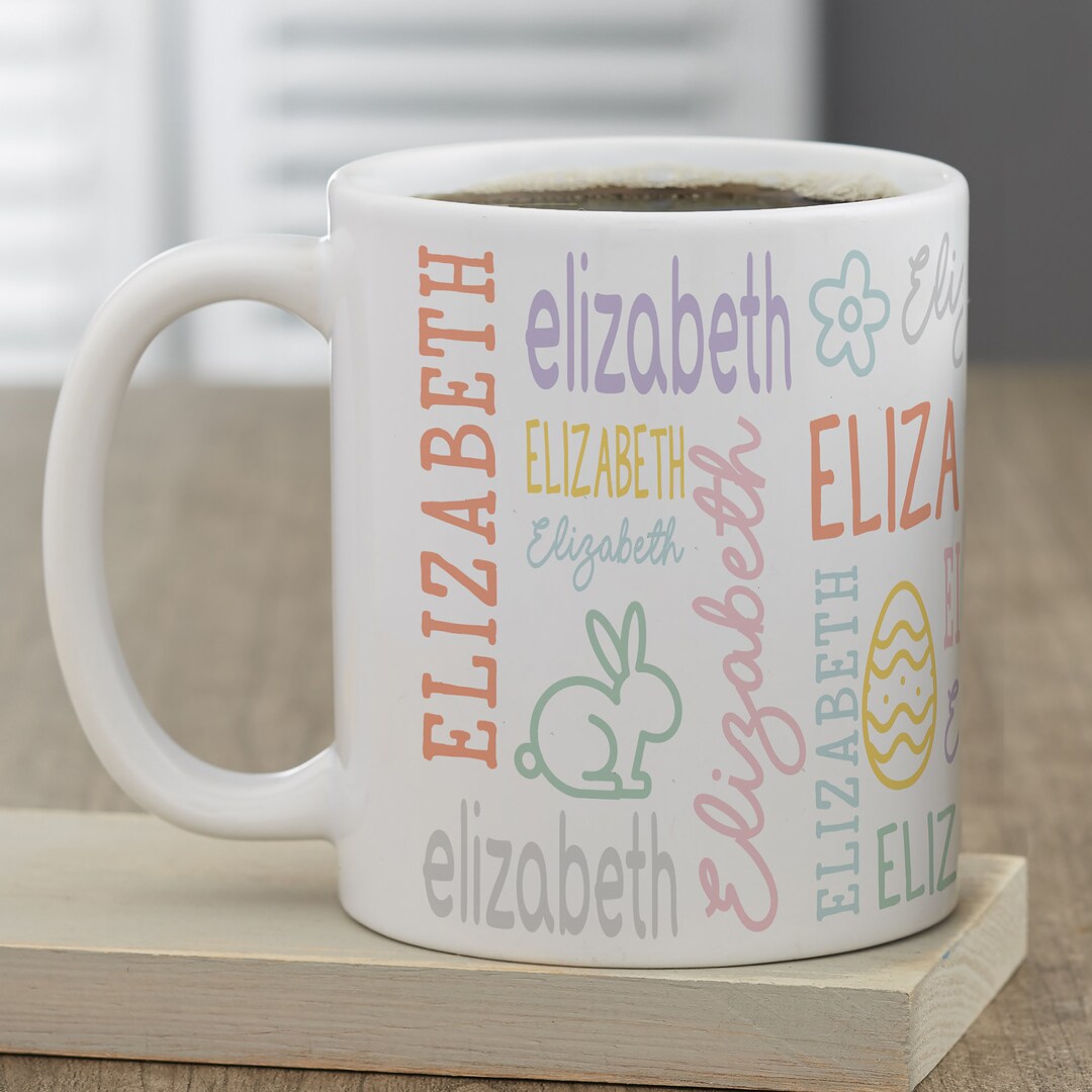 Easter Repeating Name Personalized Coffee Mugs, Easter Gift, Kid's Cup ...
