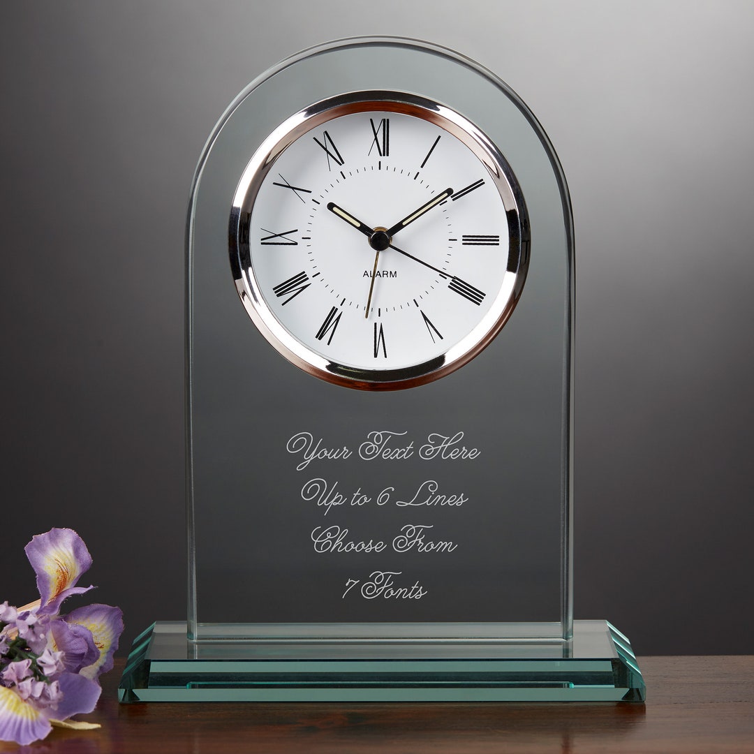 Engraved Message Glass Clock, Personalized Wedding Gift, Anniversary ...