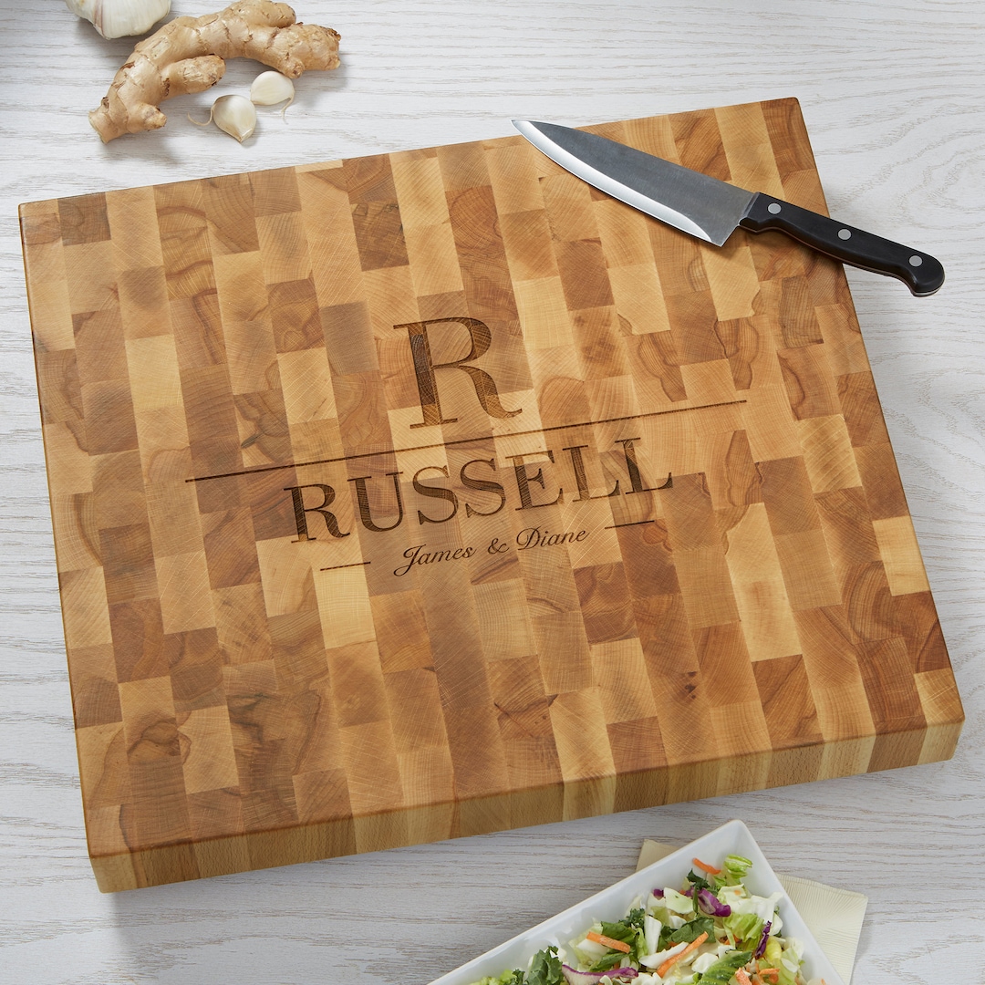 Name & Initial Personalized Butcher Block Cutting Board, Housewarming ...