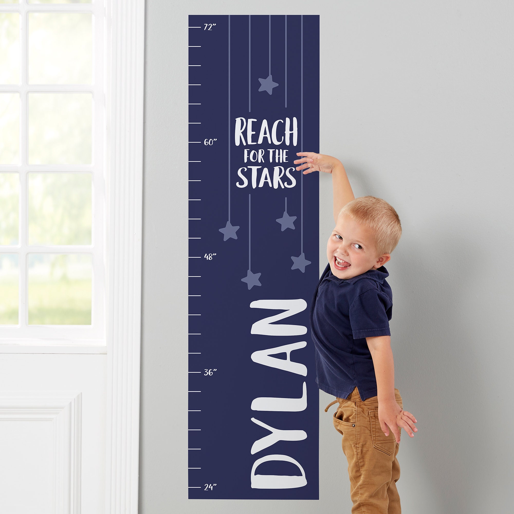 Reach for the Stars Vinyl Growth Chart Wall Decal, Personalized Growth ...