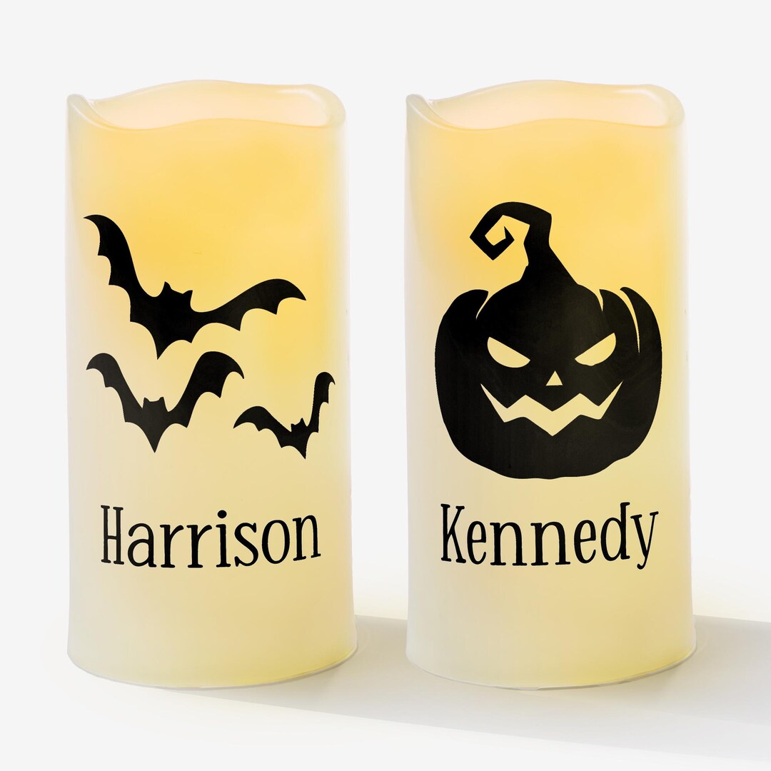 Personalized Halloween LED Candle: Spooky Vinyl Fall Decor - Etsy