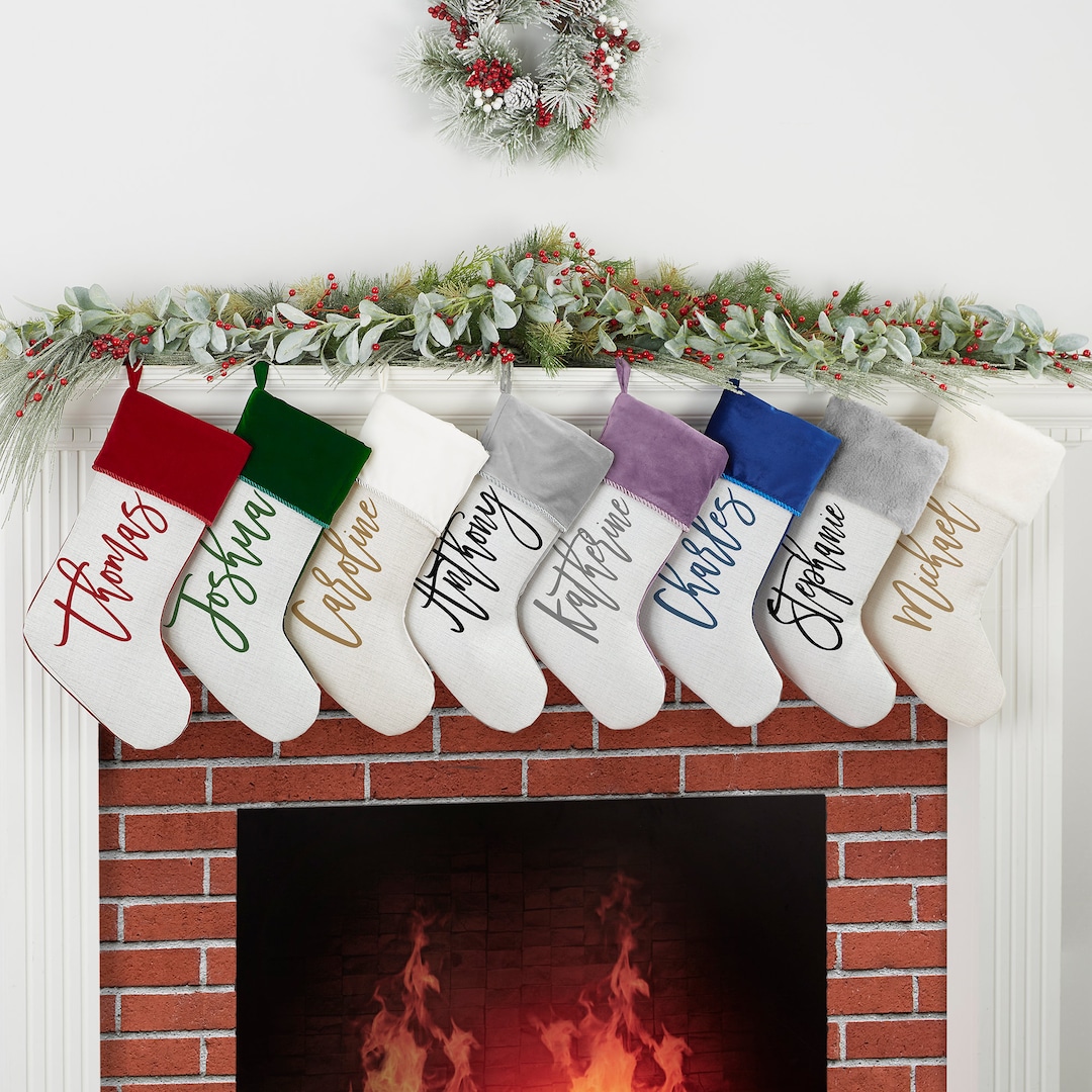 Scripty Name Personalized Christmas Stockings, Personalized Holiday ...