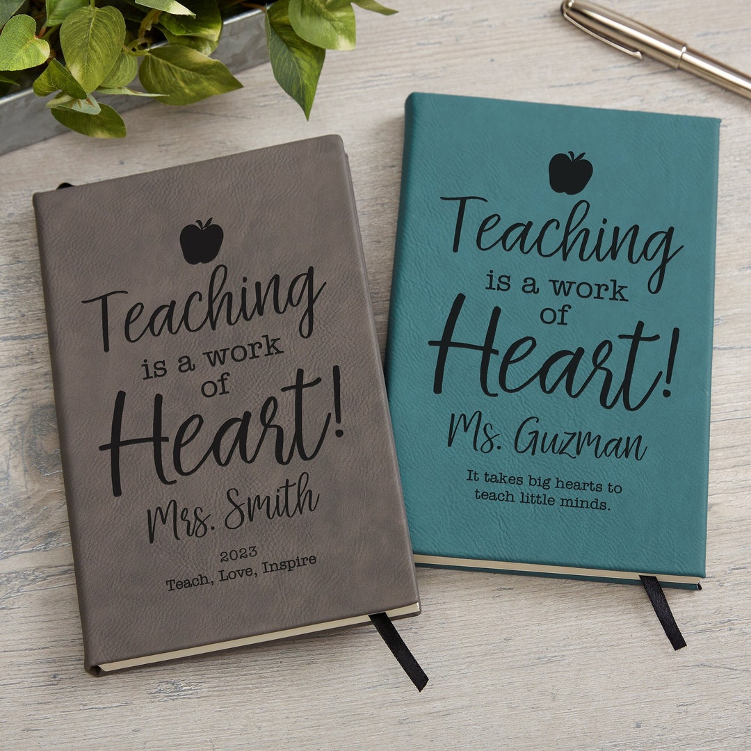 Teaching is a Work of Heart Personalized Engraved Writing Journal ...