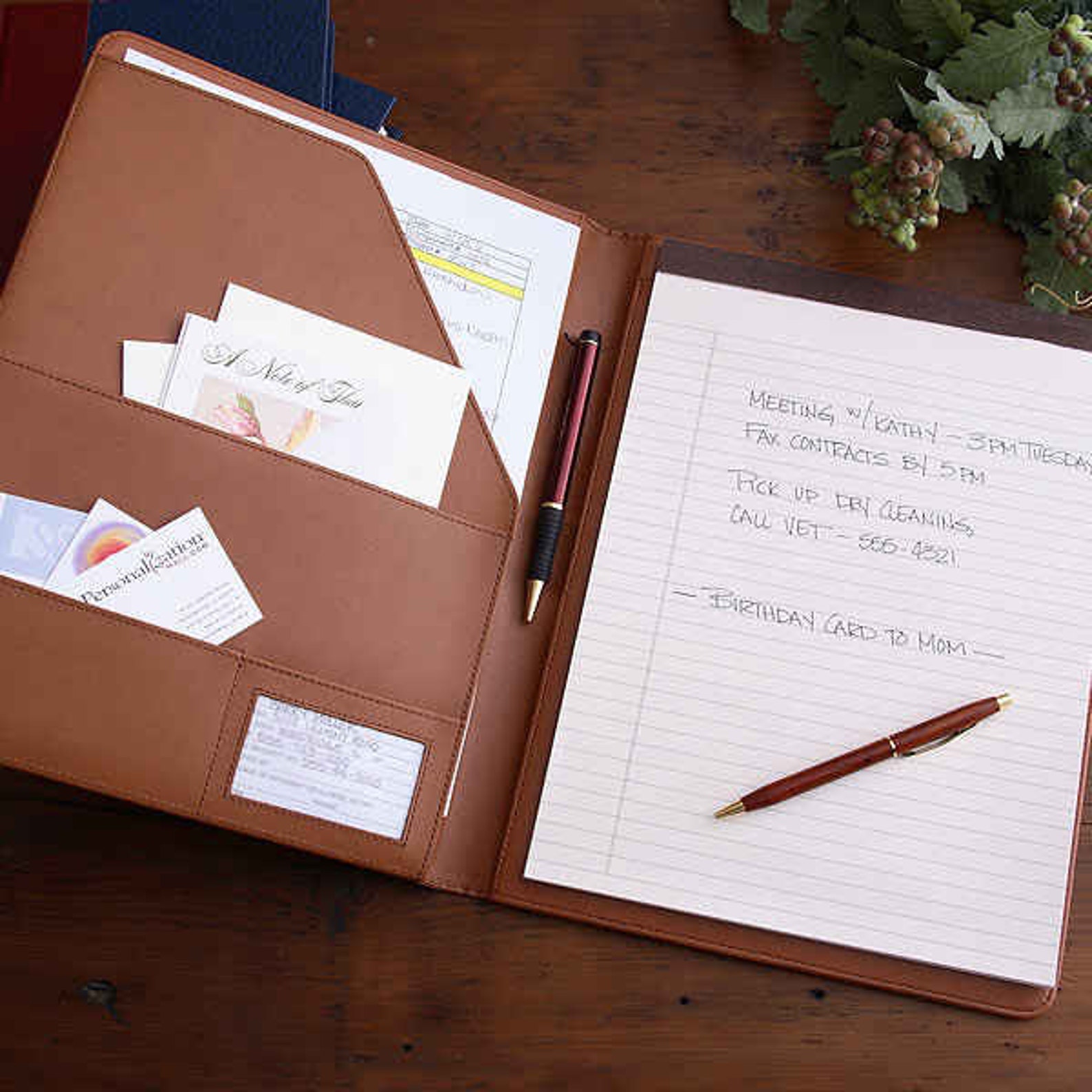 Executive Tan Leather Personalized Portfolio, Custom Portfolio ...