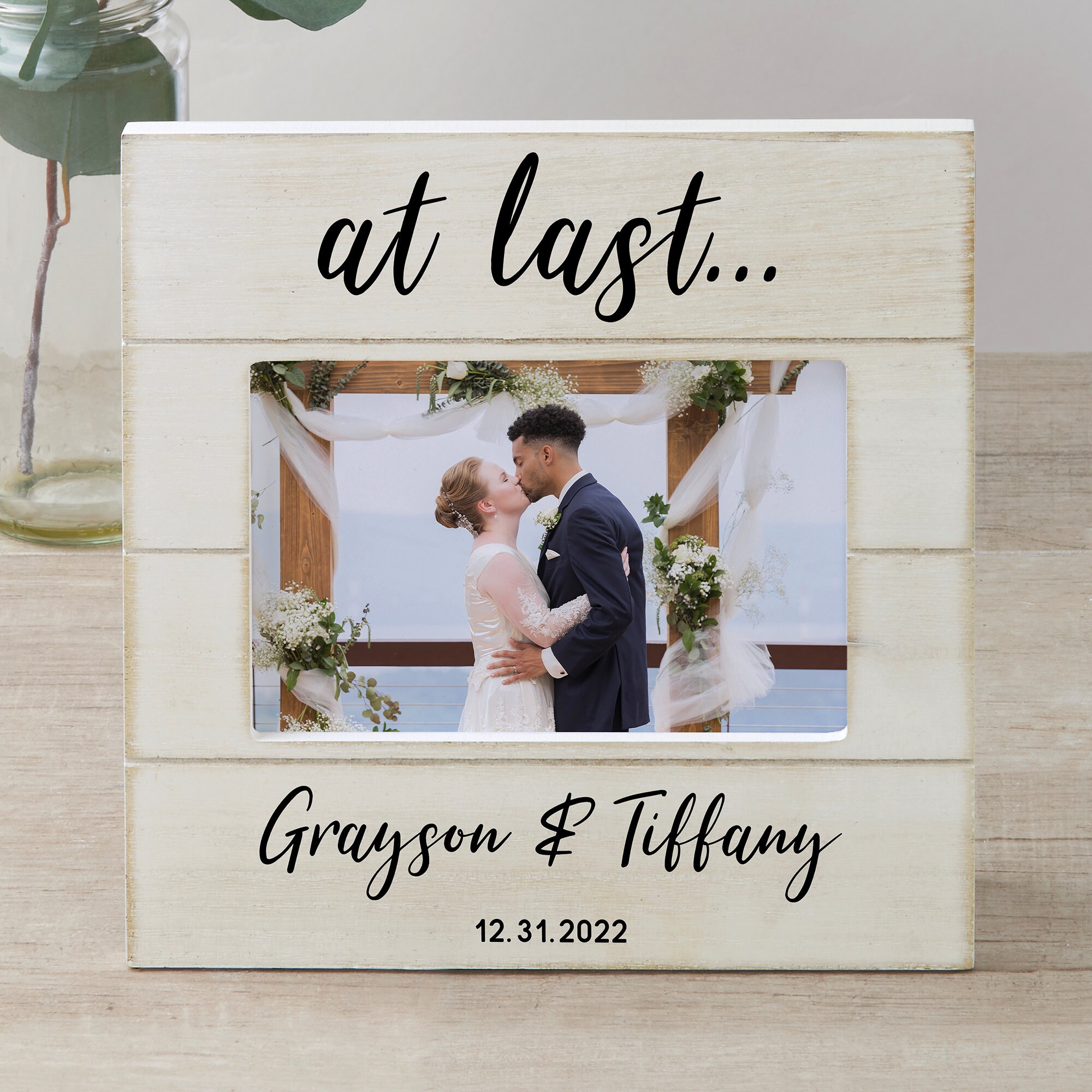 At Last Personalized Wood Picture Frame Wedding Gifts - Etsy
