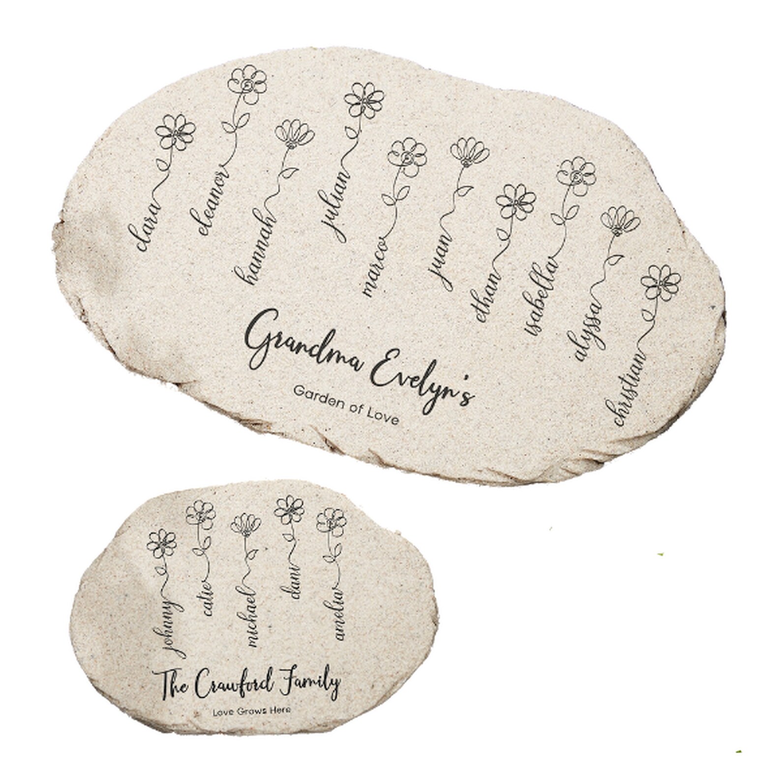 Garden of Love Personalized Round Garden Stone Mother's - Etsy