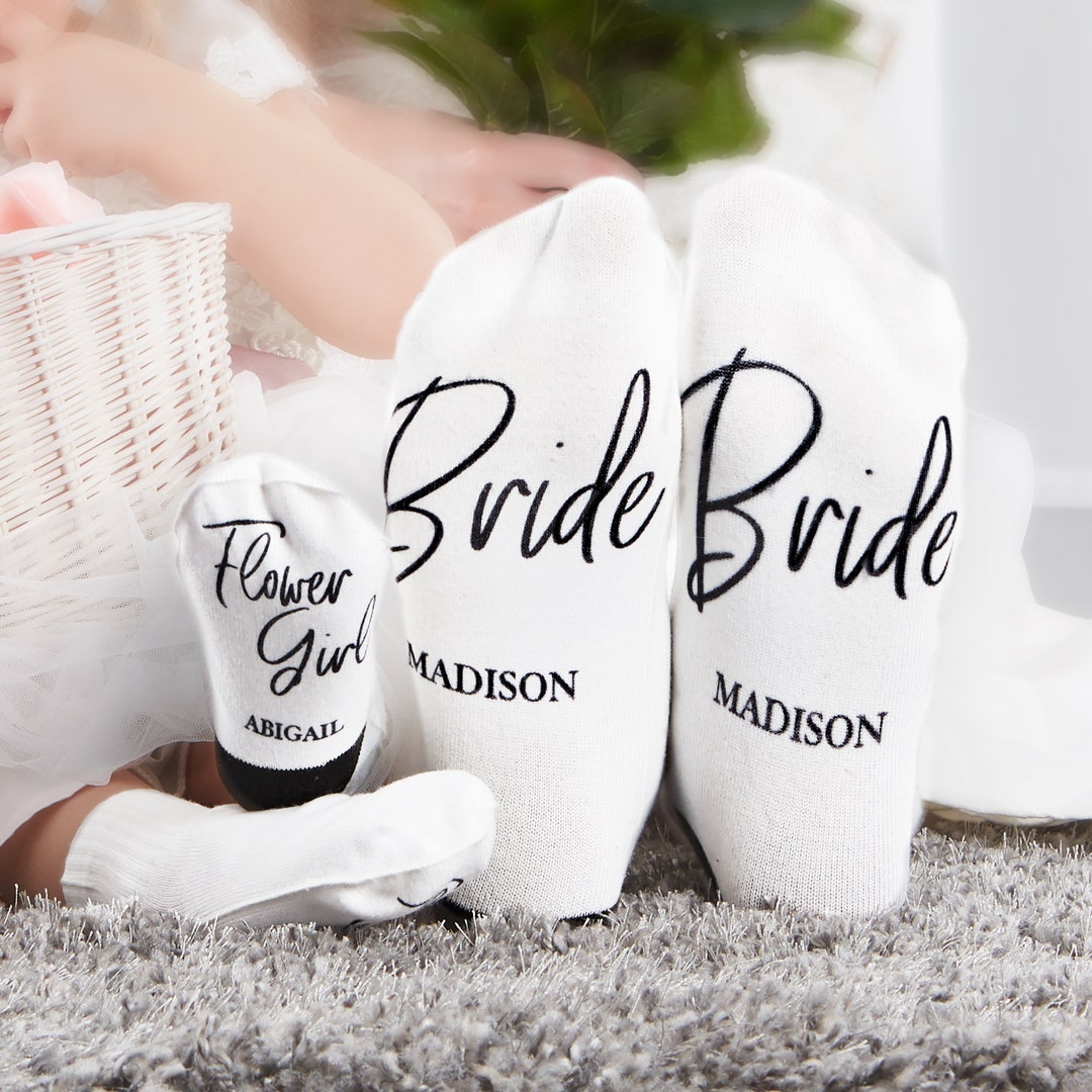 Classic Elegance Personalized Wedding Socks, Flower Girl Toddler Socks ...