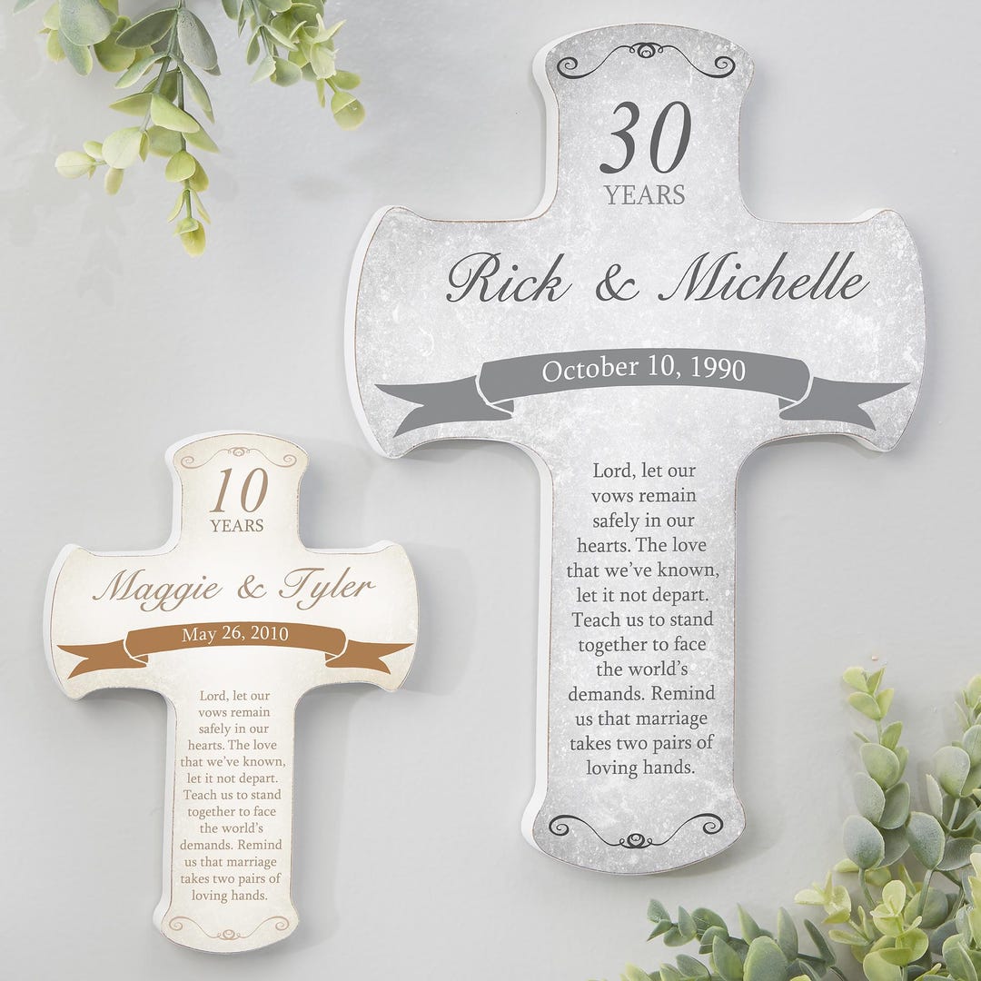 Personalized Anniversary Blessings Cross – Rustic Christian Wall Décor ...