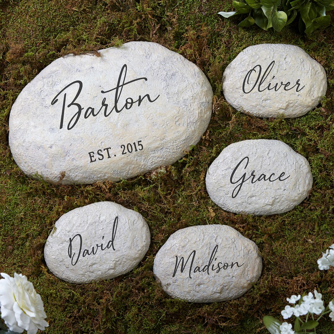 Elegant Family Personalized Garden Stone, Hand Written Garden Stone ...
