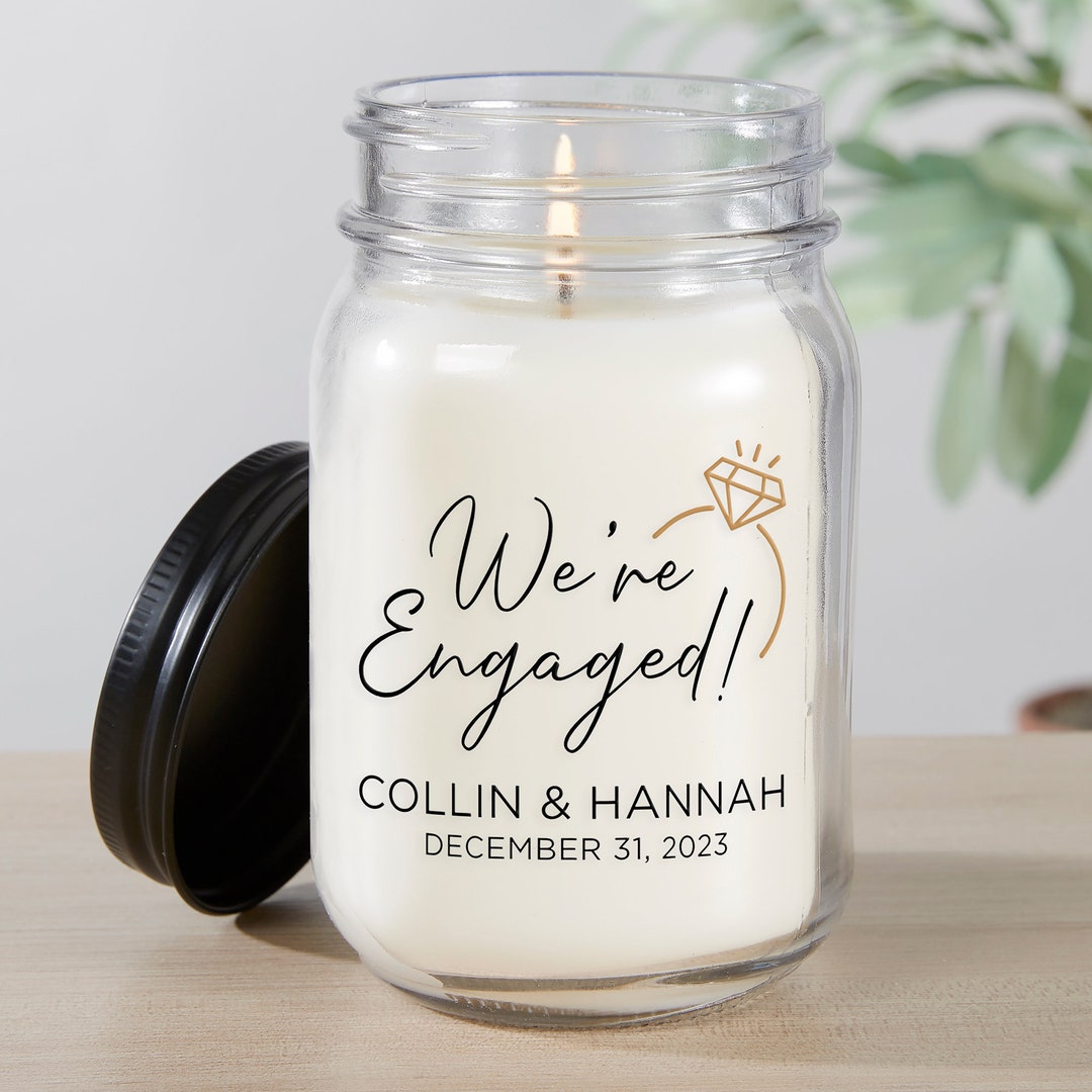 We’re Engaged Personalized Farmhouse Engagement Candle Jar, Gifts for ...