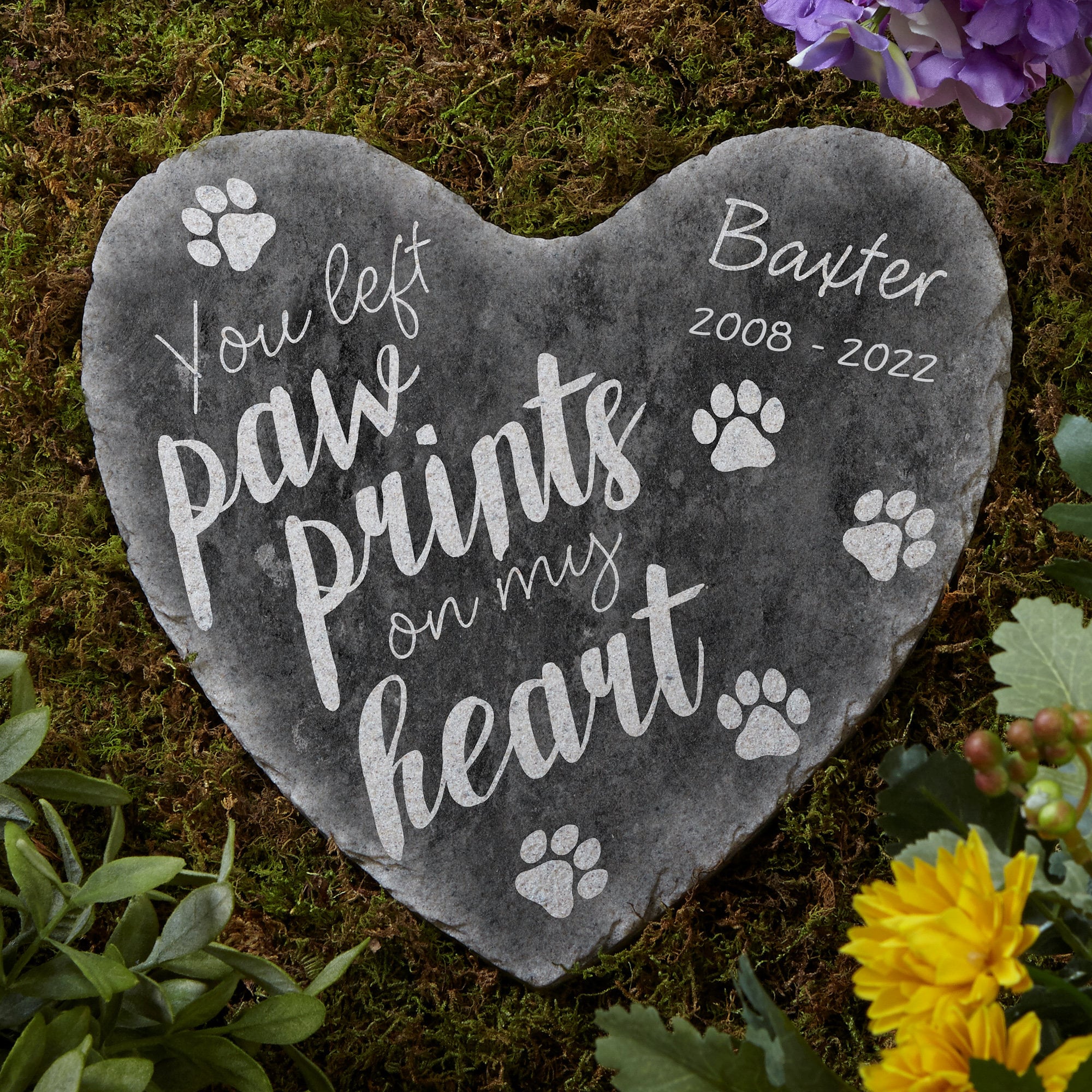Paw Prints on My Heart Personalized Heart Garden Stone - Etsy