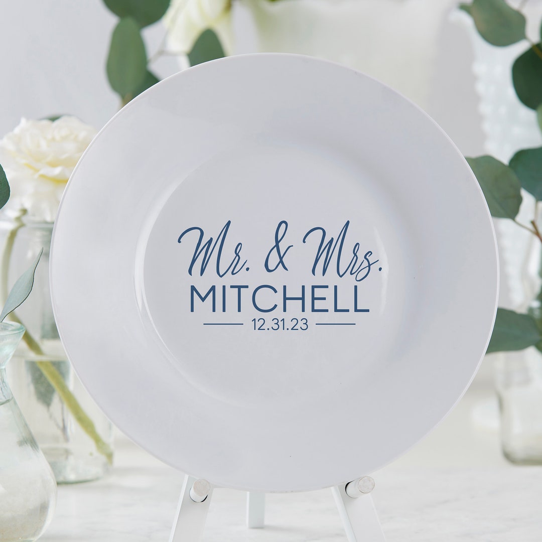 Stamped Elegance Wedding Personalized Plate, Personalized Wedding ...