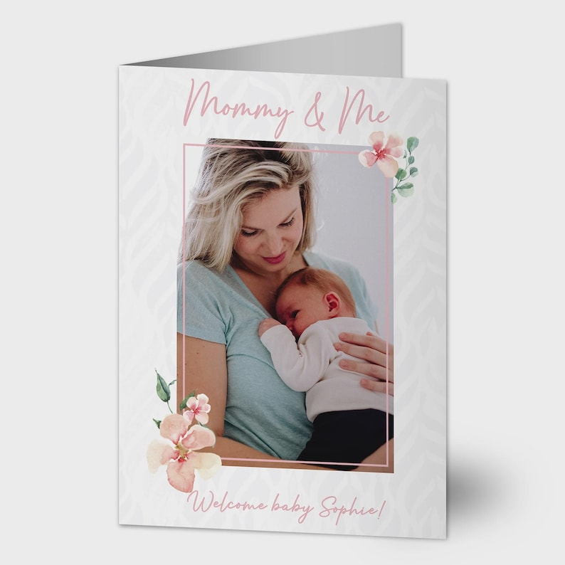 Personalized Mother’s Day Photo Card – Custom Floral Greeting Card for ...