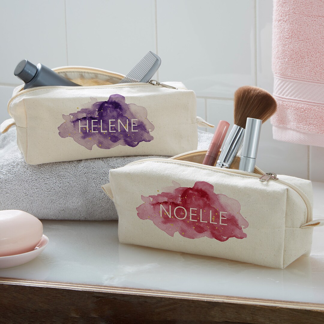 Birthstone Color Personalized Canvas Cosmetic Case, Custom Cosmetic Bag ...