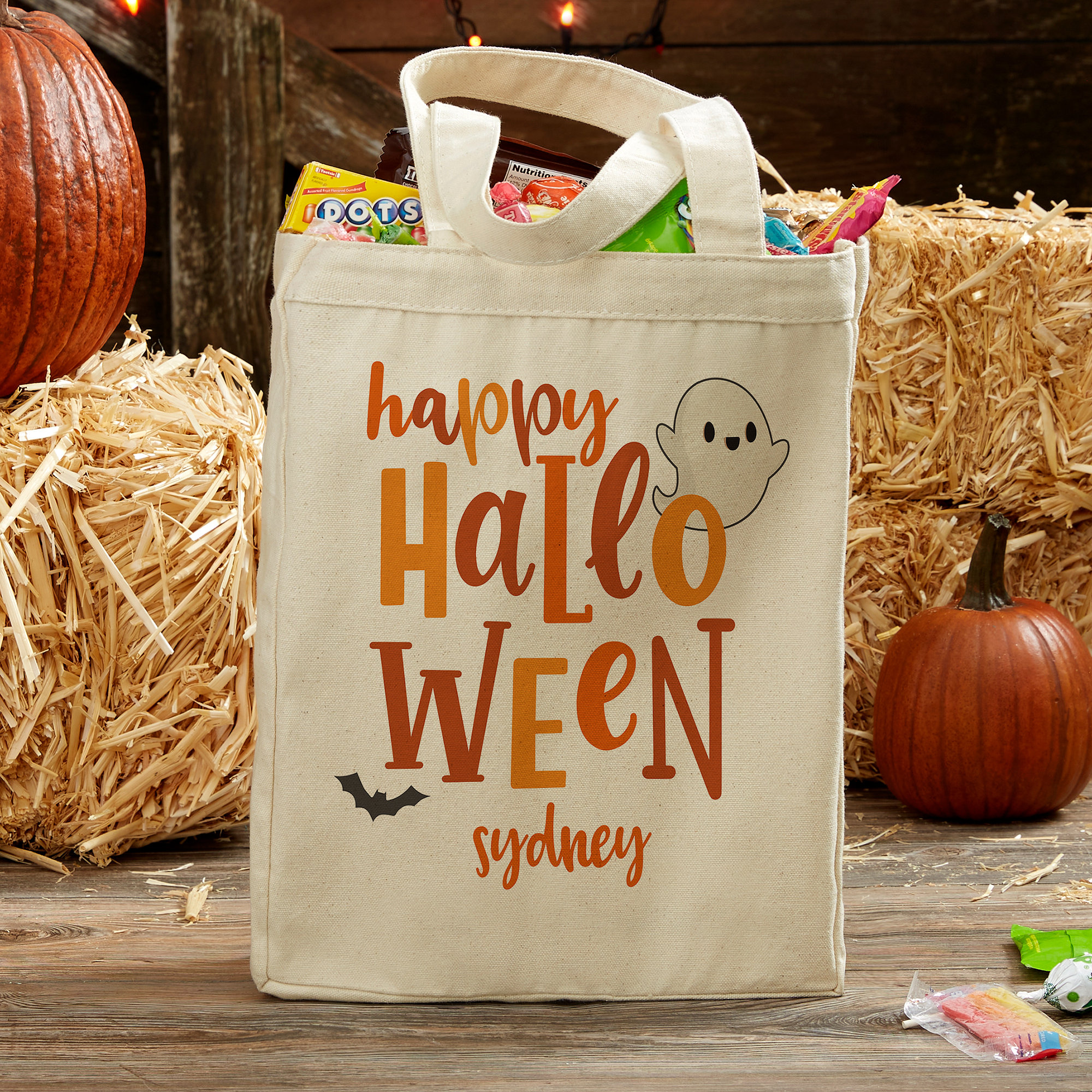 Happy Halloween Personalized Canvas Tote Bag, Personalized Trick or ...