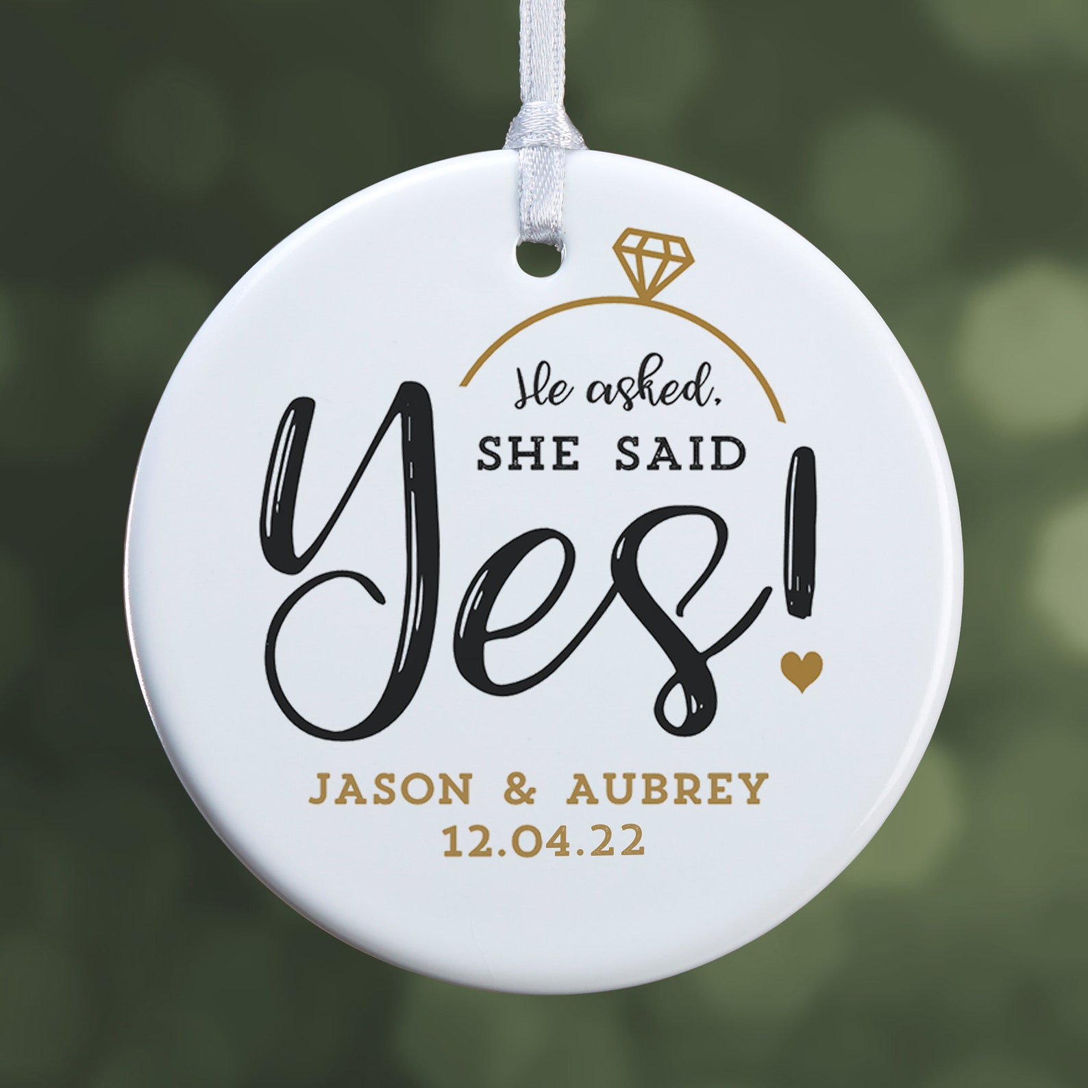 He Asked She Said Yes Personalized Ornament Engagement - Etsy