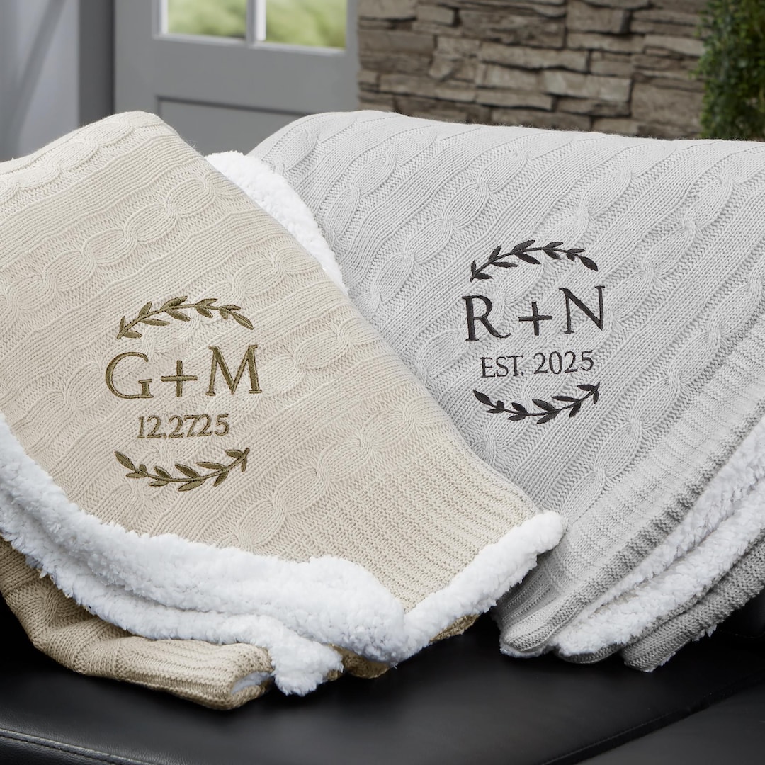 Their Initials Personalized Knit Throw Blanket, Couple's Gifts ...