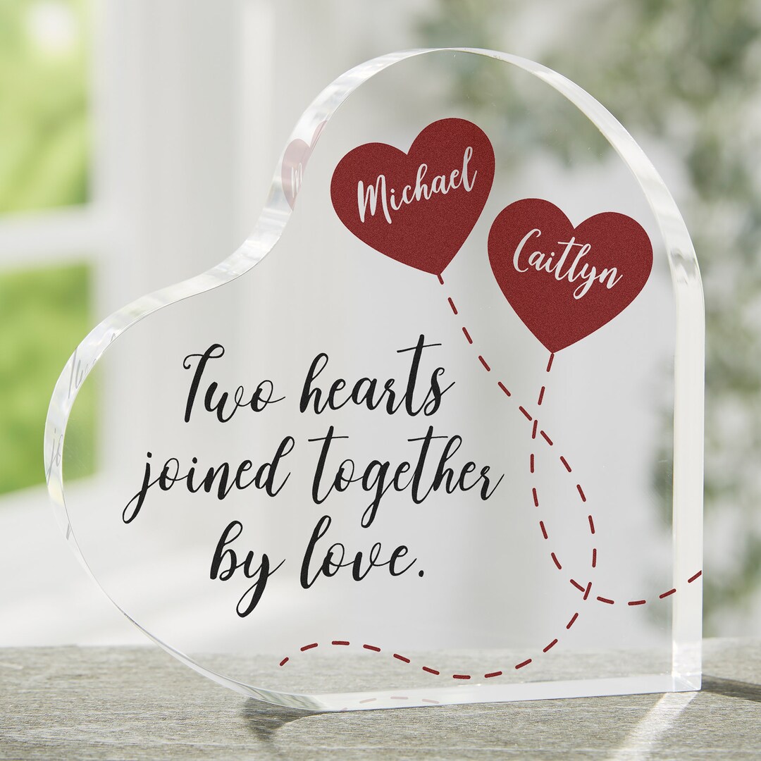 Two Hearts, One Love Printed Heart Keepsake, Romantic Gifts, Gifts for ...