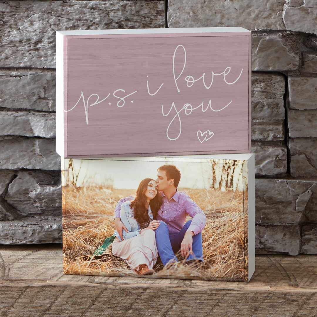 P.S. I Love You Personalized Photo Shelf Blocks, Personalized Home ...