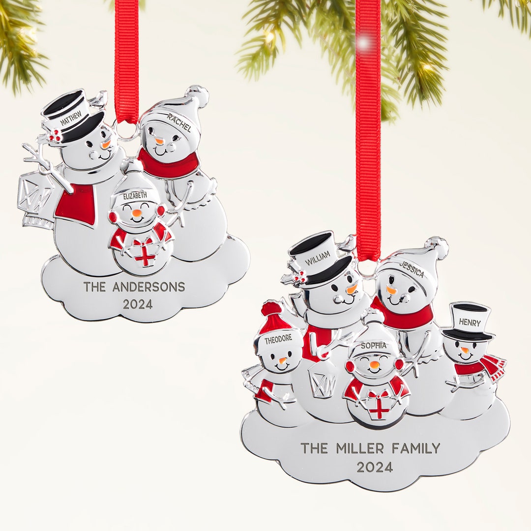Snowman Family Personalized Metal Ornament, Snowmen Family Ornament ...