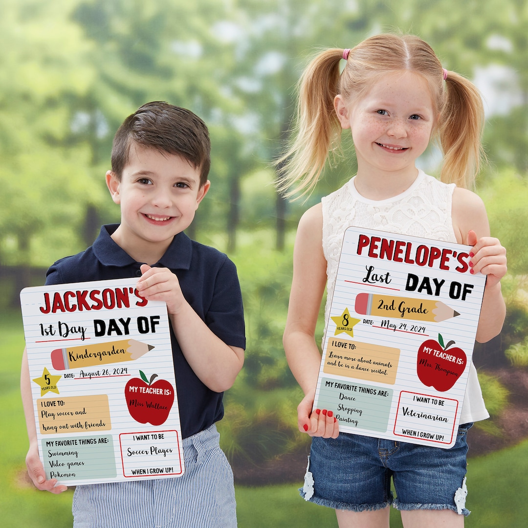 First Day of School Personalized Dry Erase Sign, Gifts for Kids, Back ...
