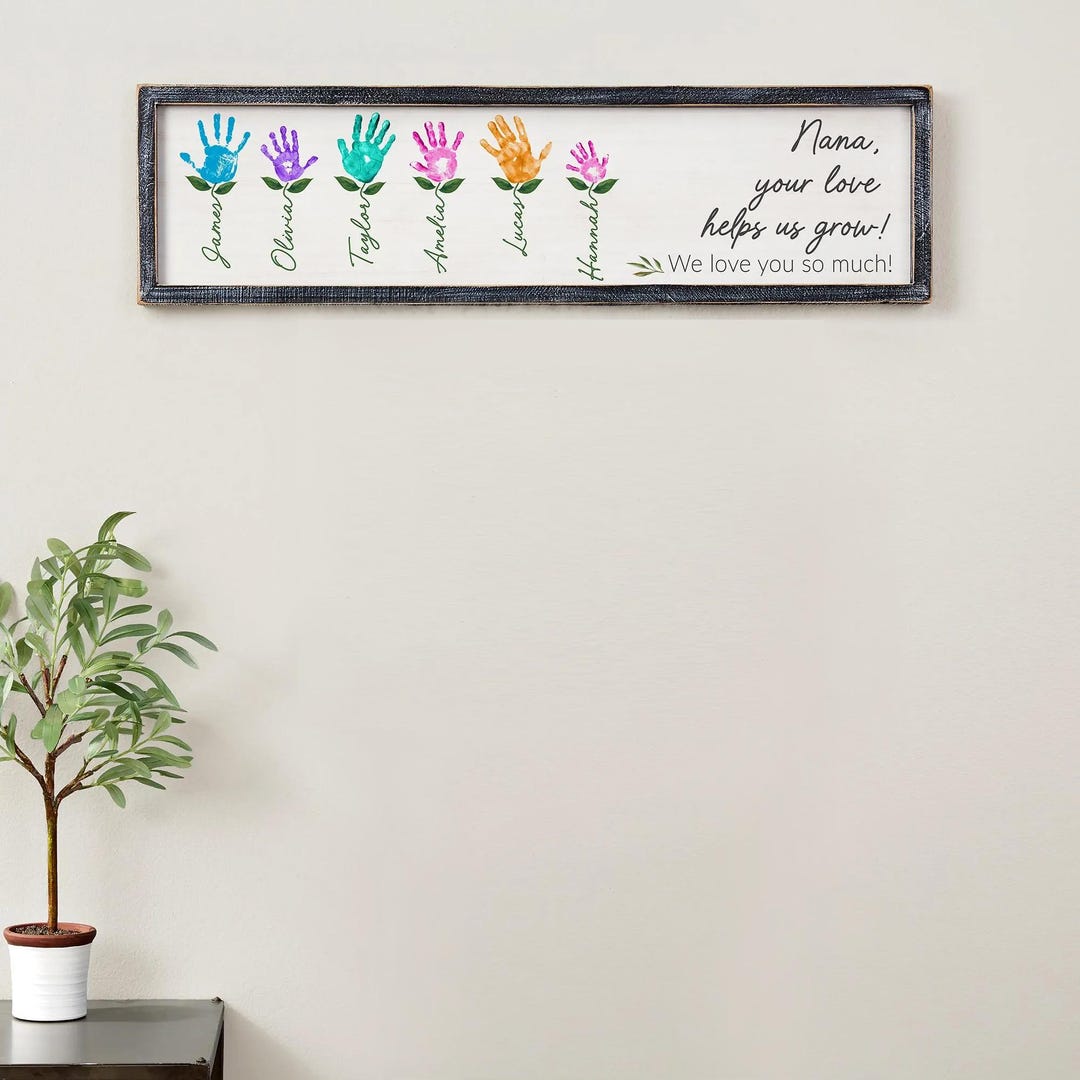 Handprint Art Personalized Barnwood 30x8 Frame Wall Art, Handprint Wall ...