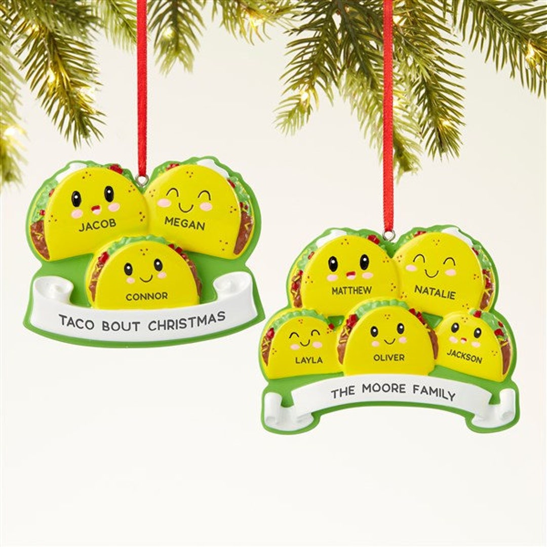 Taco Family Personalized Ornament, Taco Ornament, Funny Family Ornament ...