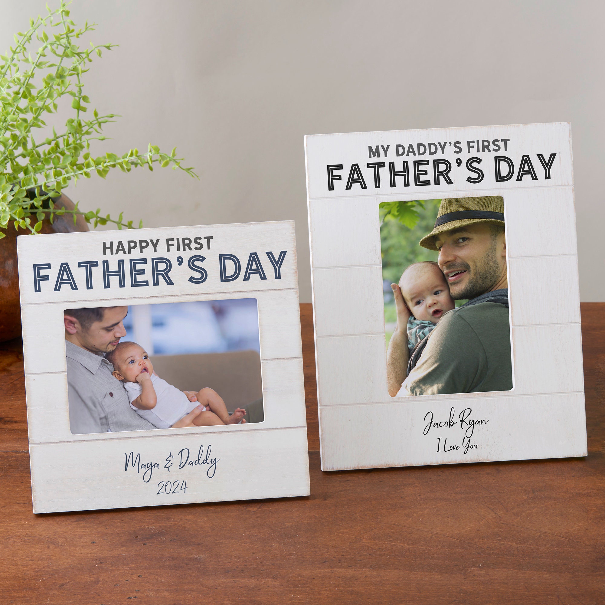 First Father's Day Personalized Wood Picture Frame, Fathers Day Gifts ...