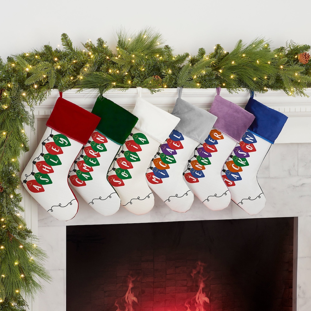 Holiday Lights Personalized Christmas Stocking, Personalized Christmas ...