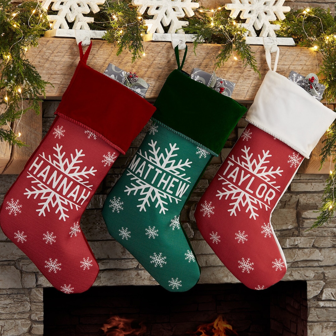Snowflake Family Personalized Christmas Stockings, Custom Christmas ...
