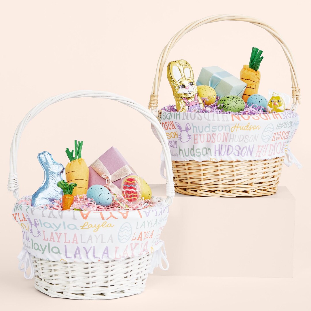 Embroidered Name Easter Basket, Custom Name Easter Basket, Personalized ...