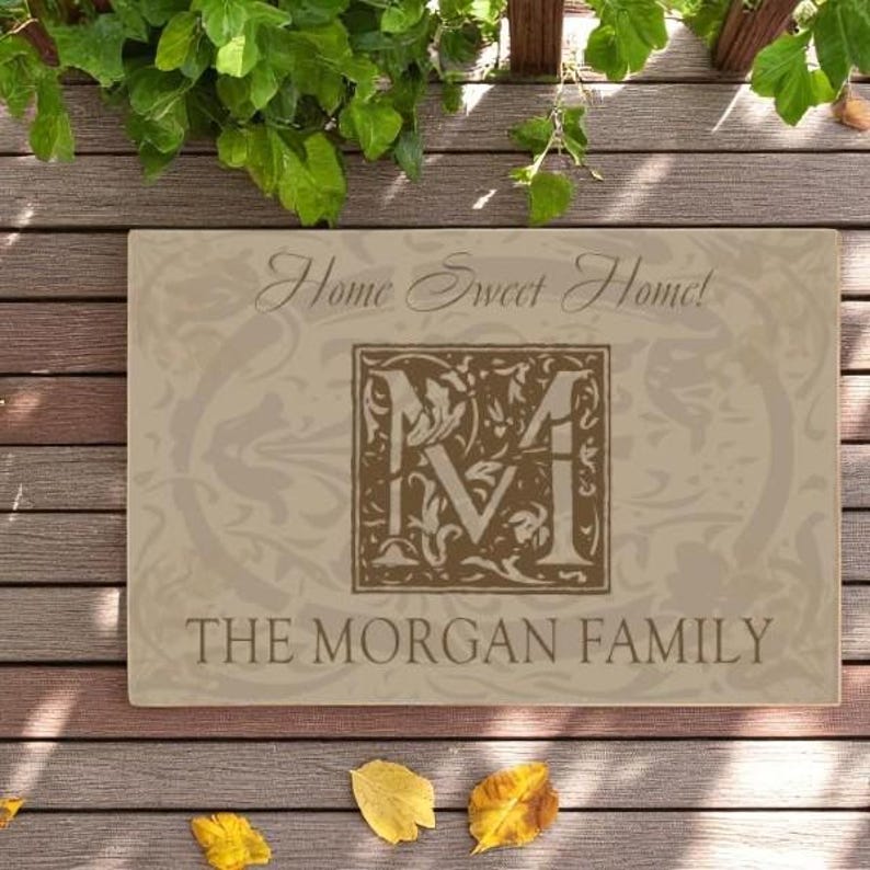 Personalized Floral Monogram Doormat - Custom Family Welcome Mat ...