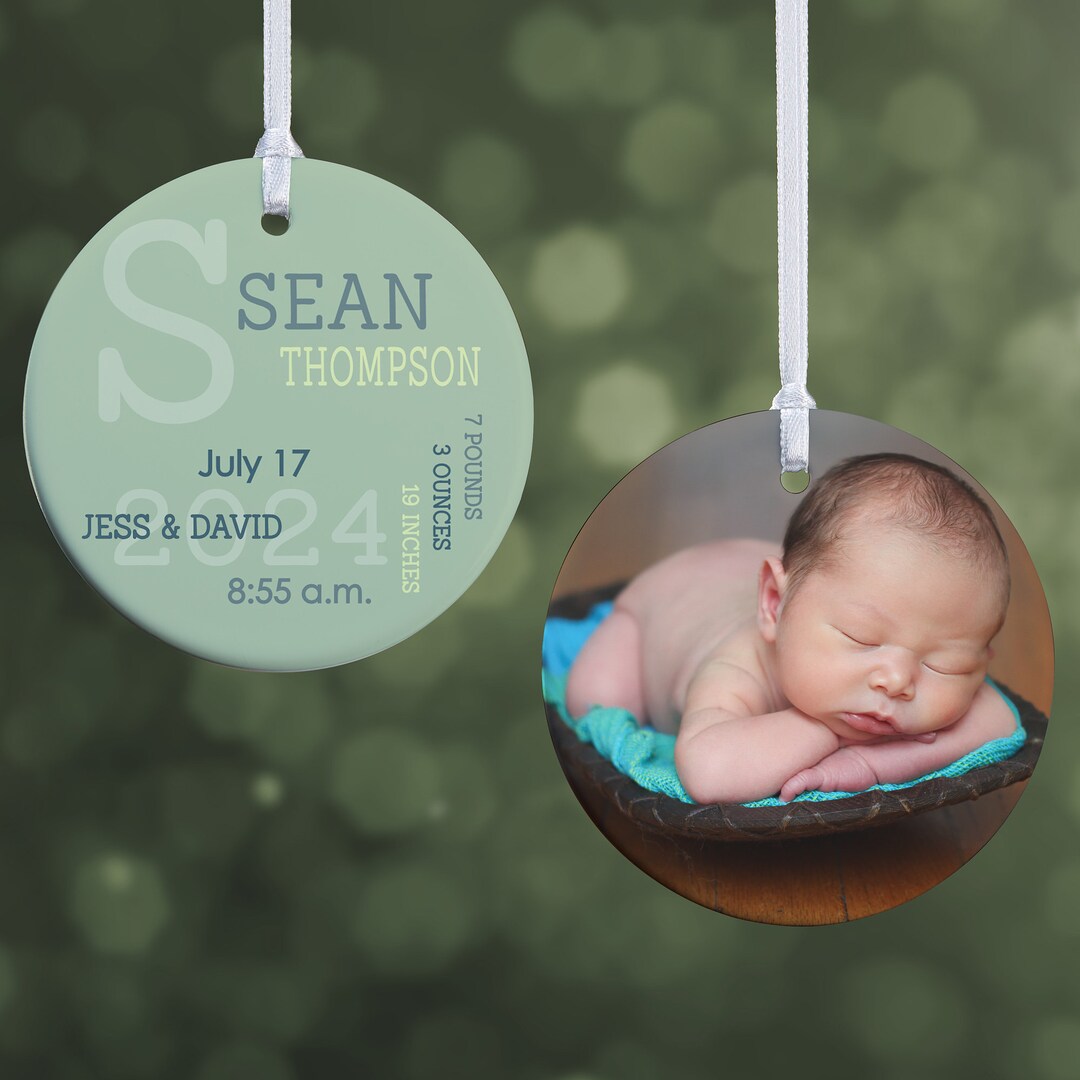 Modern All About Baby Boy Personalized Ornament, Custom Baby Gifts ...