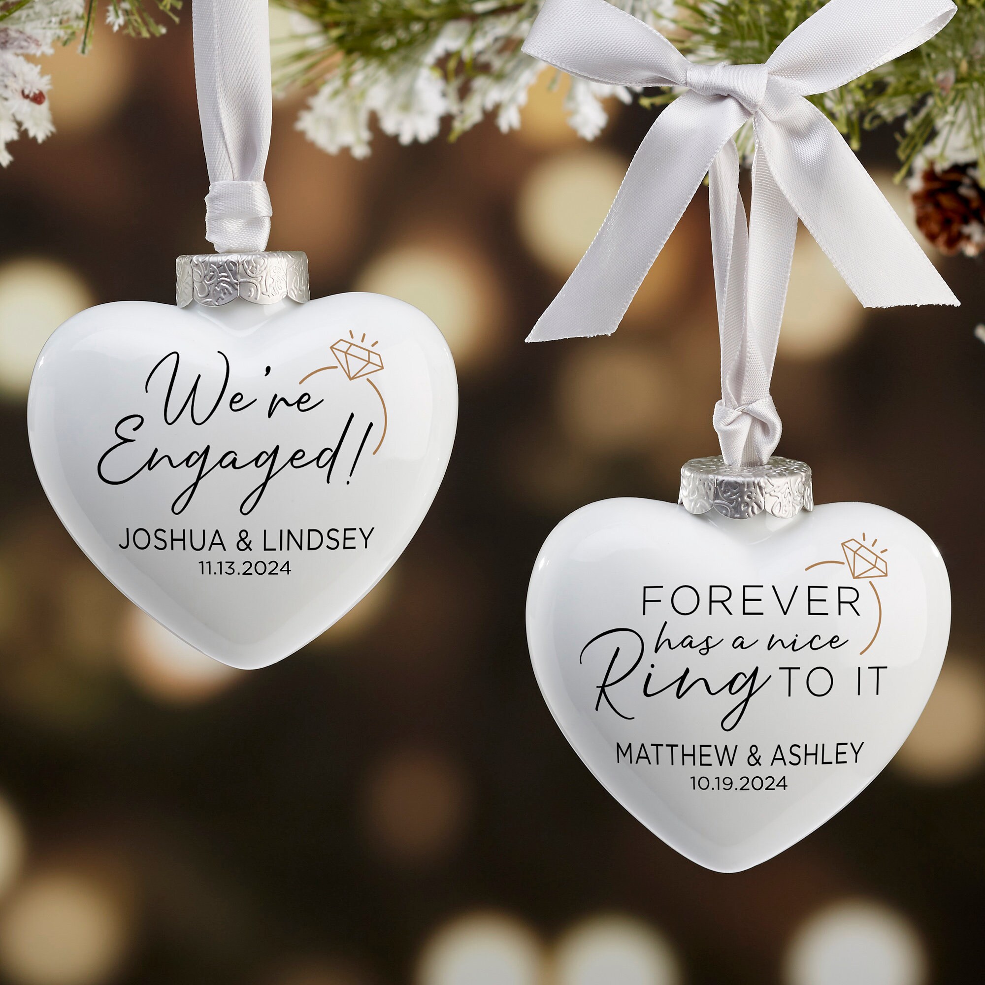 Buy We re Engaged Personalized Deluxe Heart Ornament Engagement Ornament Christmas Ornament Custom Engagement Ornament Christmas Decor Online in India Etsy