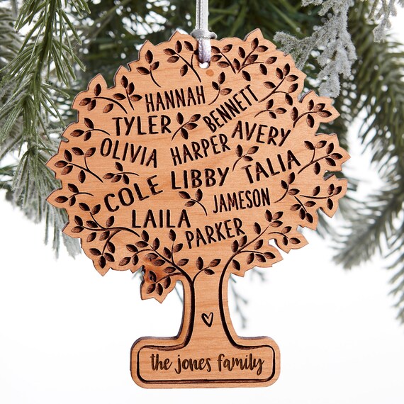 Family Tree of Life Personalized Wood Ornament Custom Family | Etsy