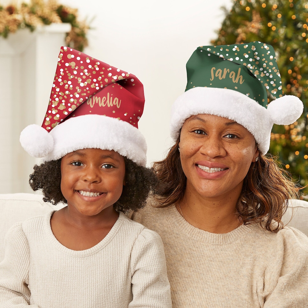 Sparkling Name Personalized Santa Hat, Christmas, Family Gift, for Her ...