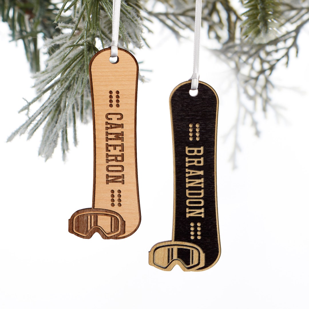 Snowboard Personalized Wood Ornament, Christmas Gifts, Custom Ornament ...