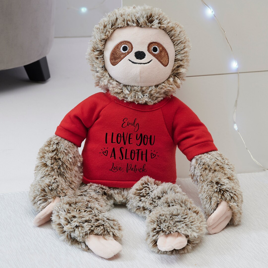 I Love You a Sloth Personalized Plush Sloth Stuffed Animal With Red ...