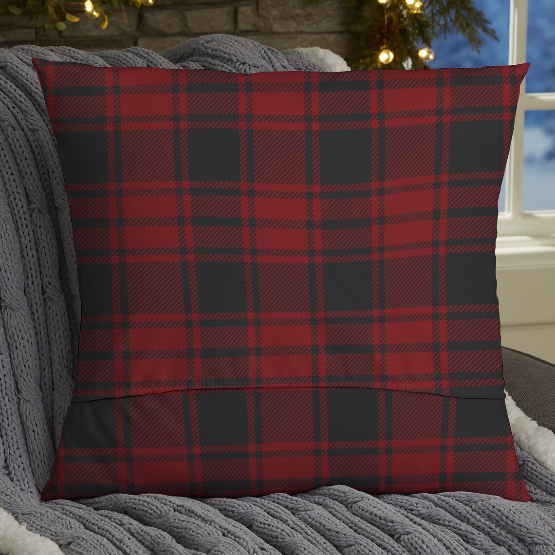 Christmas Plaid Personalized 14 Plaid Throw Pillow | Etsy