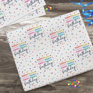 Happy Happy Birthday Personalized Wrapping Paper, Custom Wrapping Paper ...