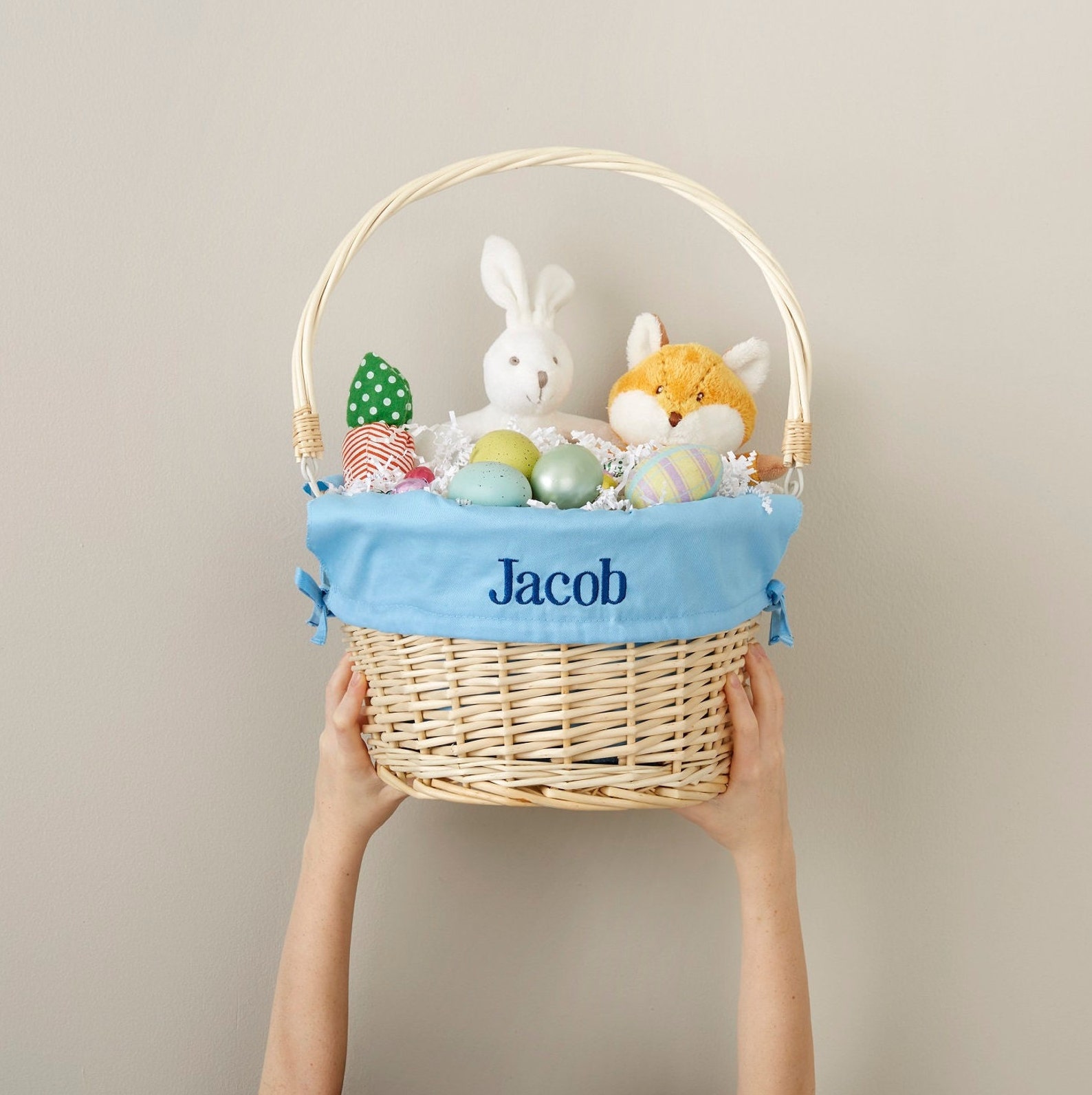 Personalized Light Blue Easter Basket With Liner, Easter Baskets ...
